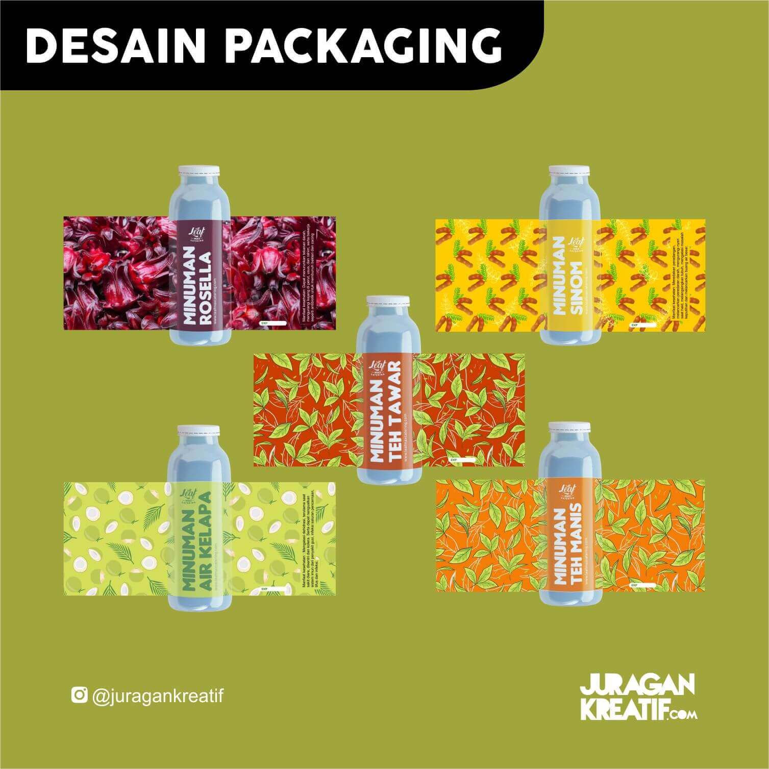 Portofolio Jasa Desain Packaging Botol Minuman Leafmax - JURAGAN KREATIF